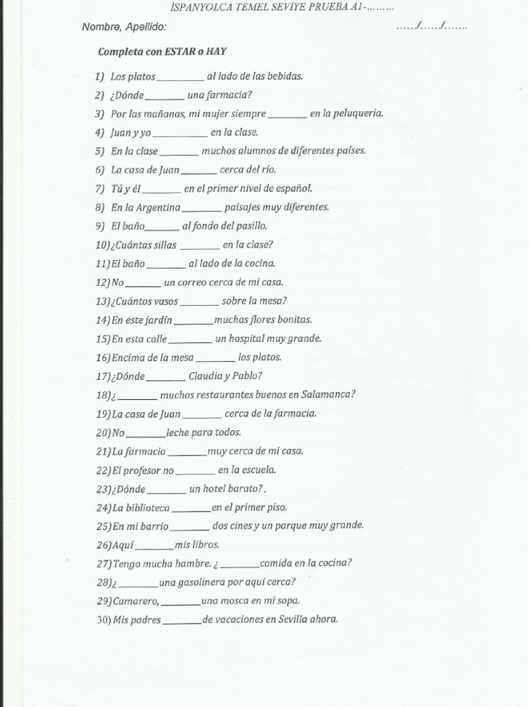 Tarea-Hay o Estar | PDF