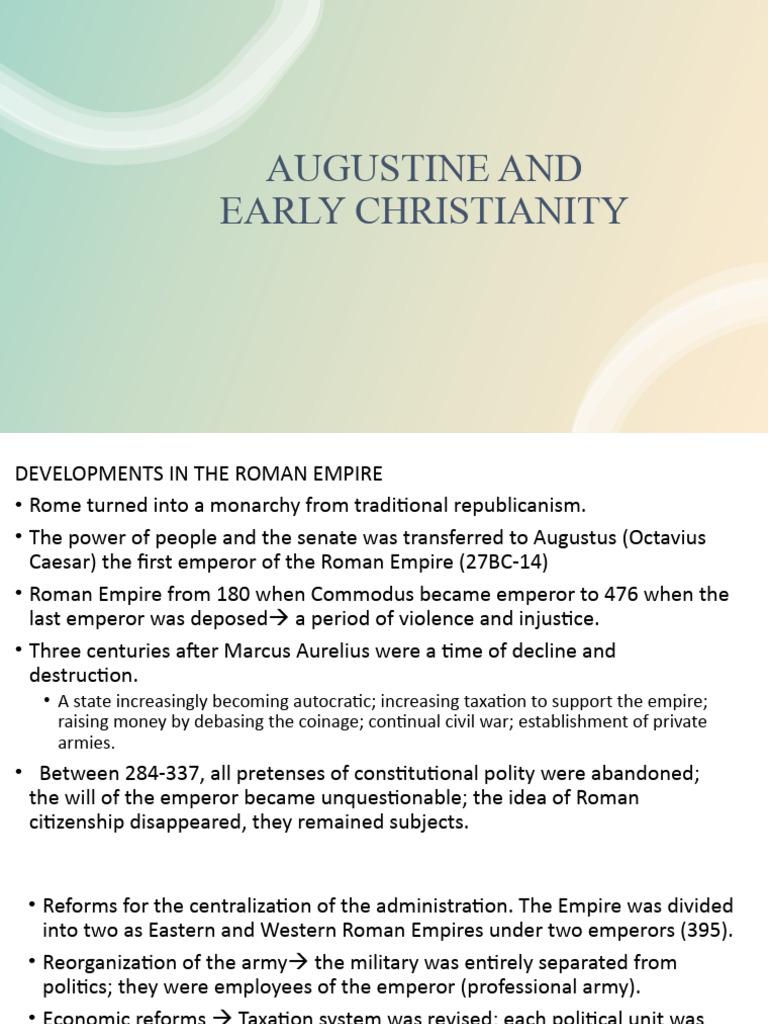 Augustine's Influence on Early Christianity | PDF | Roman Empire ...