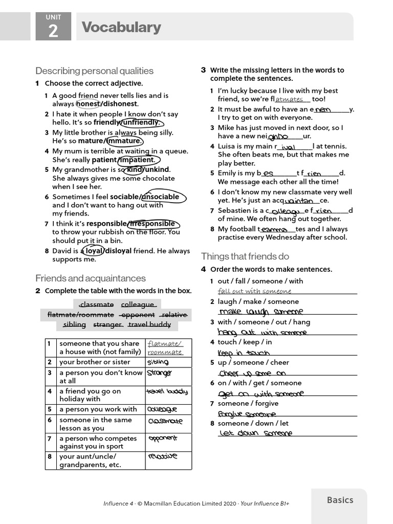 L4 B1PLUS U2 Vocabulary Basics | PDF | Language Arts & Discipline | Wellness