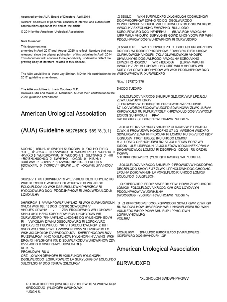 AUA Guidelines for Urological Management | PDF | Urology