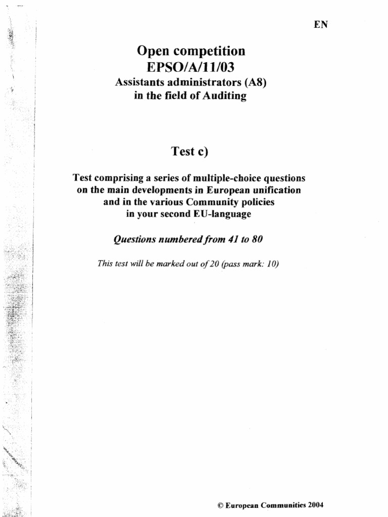 EPSO-A-11-03. Test C | PDF