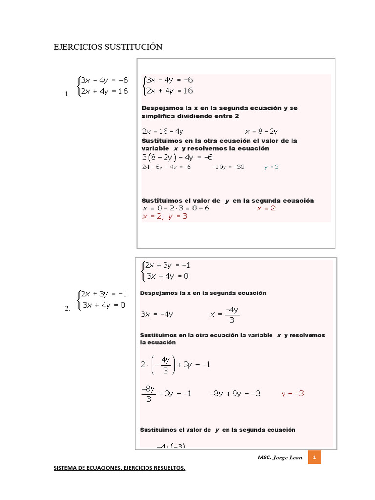 Ejercicios Resueltos Sistema de Ecuaciones | PDF | Ecuaciones | Álgebra