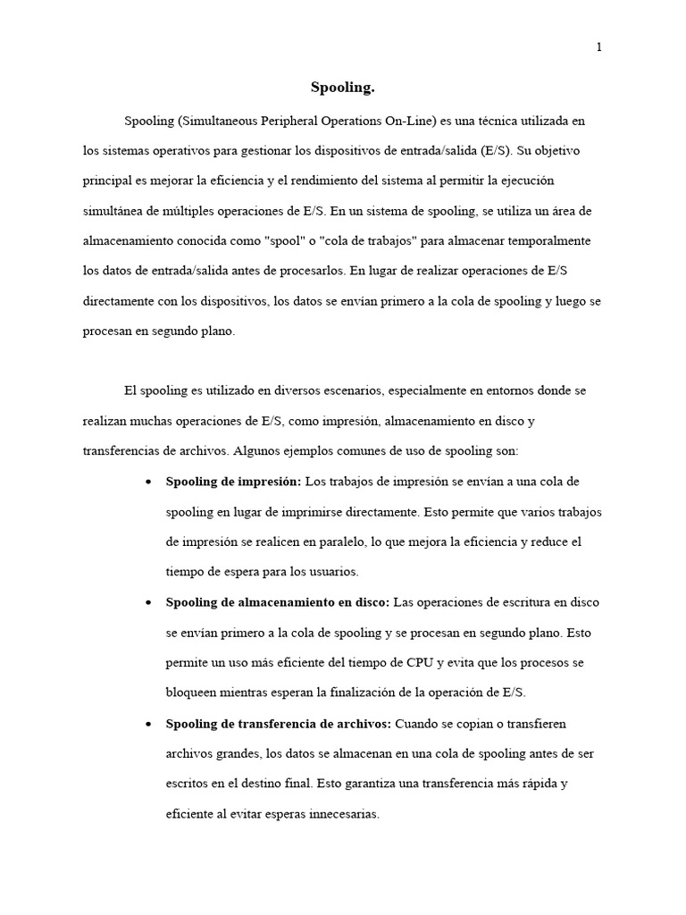 Spooling Online Search | PDF | Sistema operativo | De entrada y salida