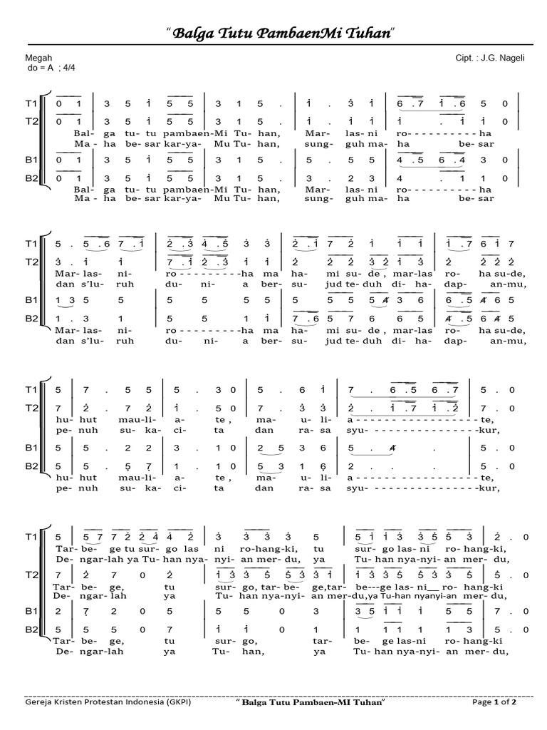 Balga Tutu Pambahenanmi Tuhan - Ok | PDF