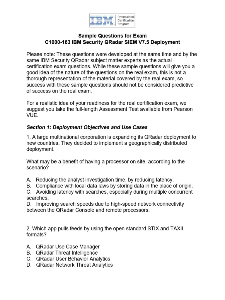 QRadar SIEM V7.5 Deployment Exam C1000-153 Sample Questions | PDF | Backup | Computer Network