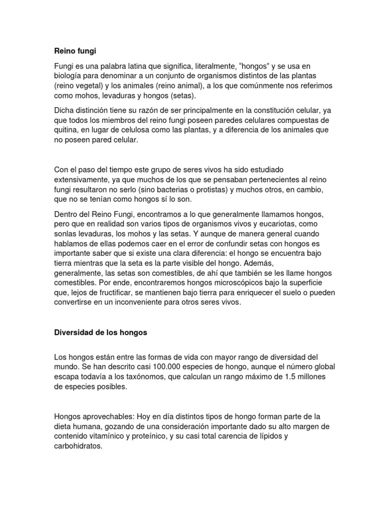 Reino Fungi | PDF | Respiración celular | Trifosfato de adenosina