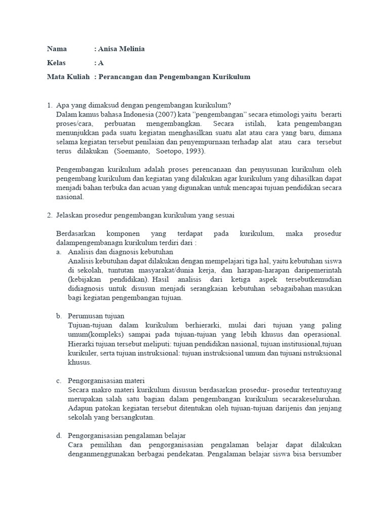 Mulai Diri Topik 1 Pengembangan Kurikulum | PDF