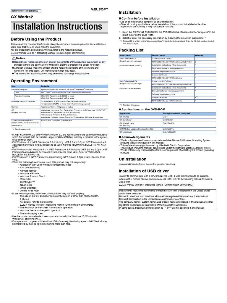 GXWorks 2 Install | PDF | Microsoft Windows | Windows 8