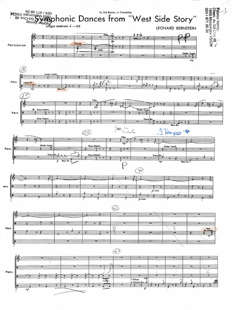 West Side Story - Bernstein - Percussion Score | PDF