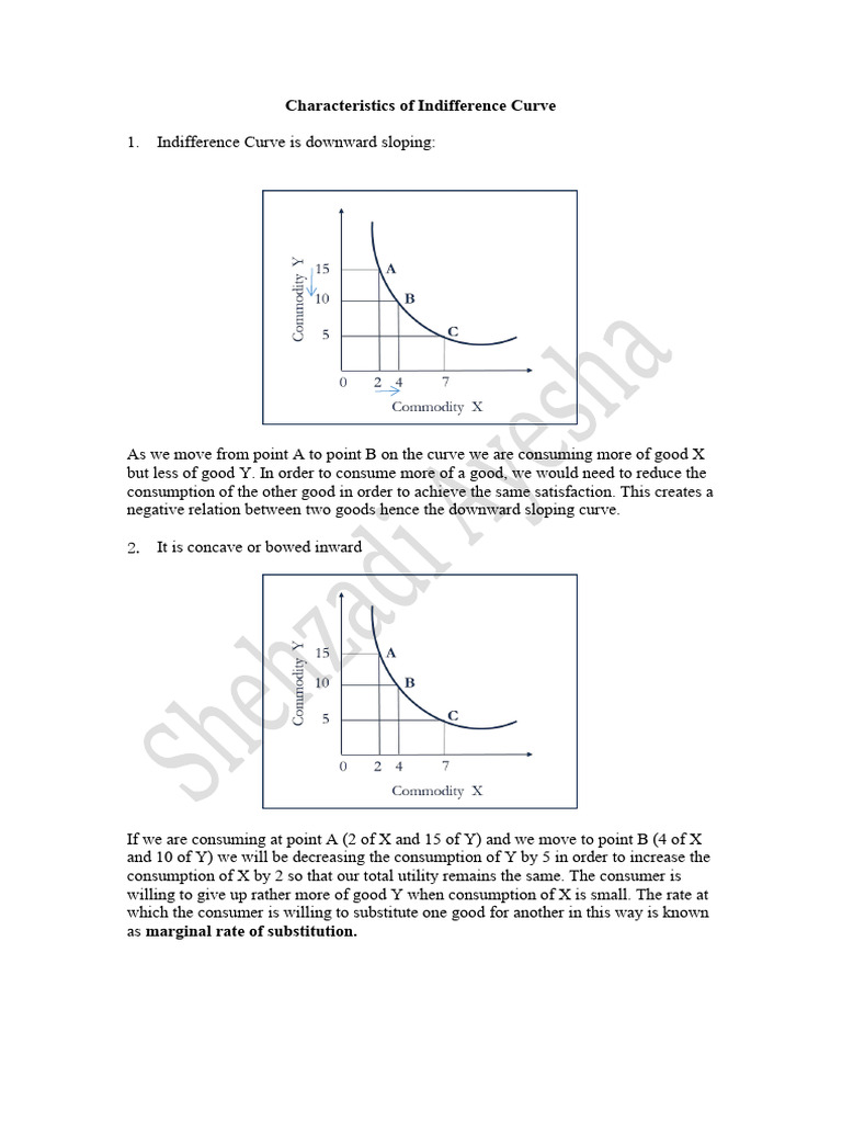 Characteristics of Indifference Curve | PDF