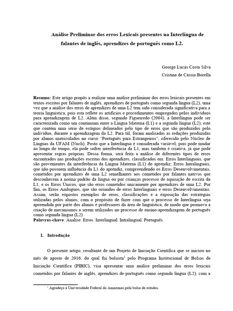 TCC George Lucas Costa Silvaa | PDF | Segundo idioma | Aprendizado