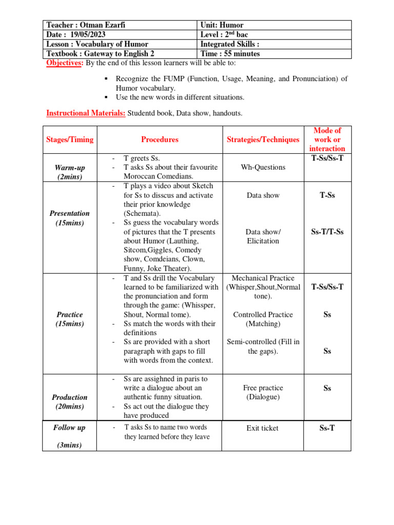 Lesson Plan | PDF | Vocabulary | Human Communication