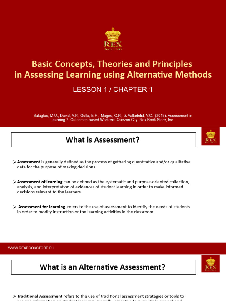 ASSESSMENT.chap.1.Lesson 1.Basic Concepts....in Assessing Learning Using Alternative ...