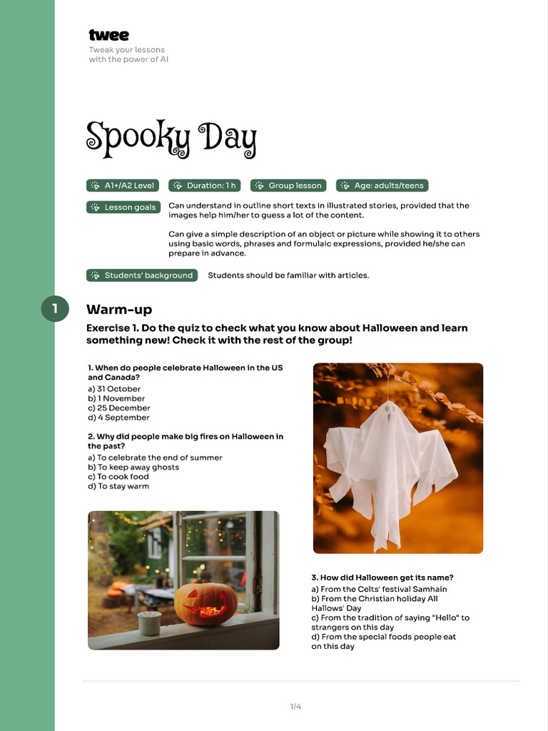 Spooky Day A1 A2 | PDF