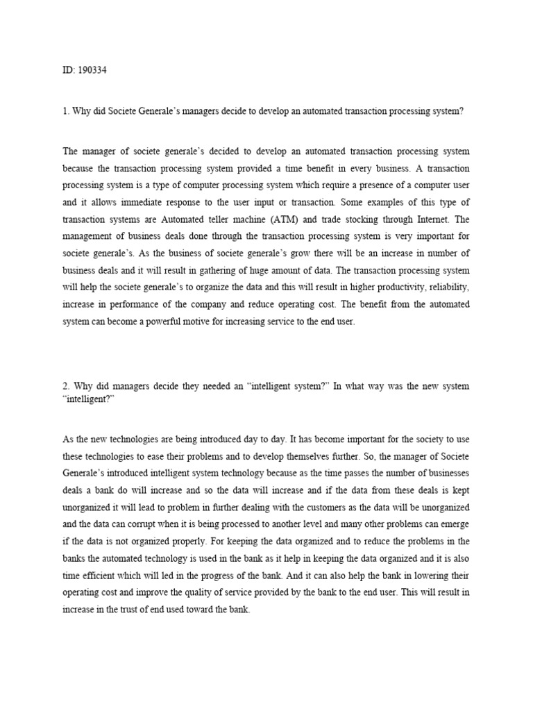 Case - Societe Generale | PDF | Automation | Automated Teller Machine