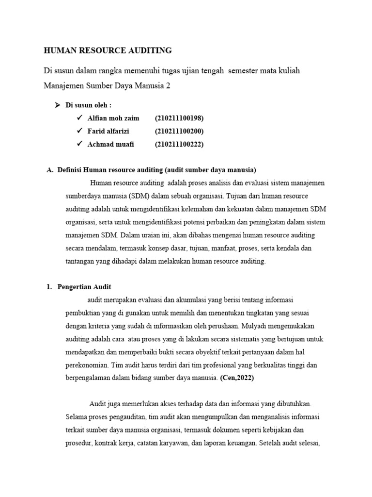 Human Resource Auditing | PDF | Karier & Perkembangan | Bisnis
