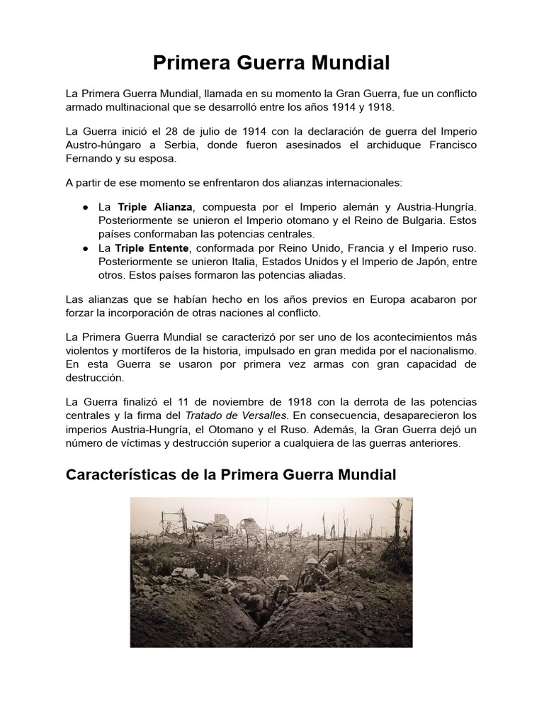 RESUMEN 1RA Y 2DA GUERRA MUNDIAL | PDF | Primera Guerra Mundial | Segunda Guerra Mundial