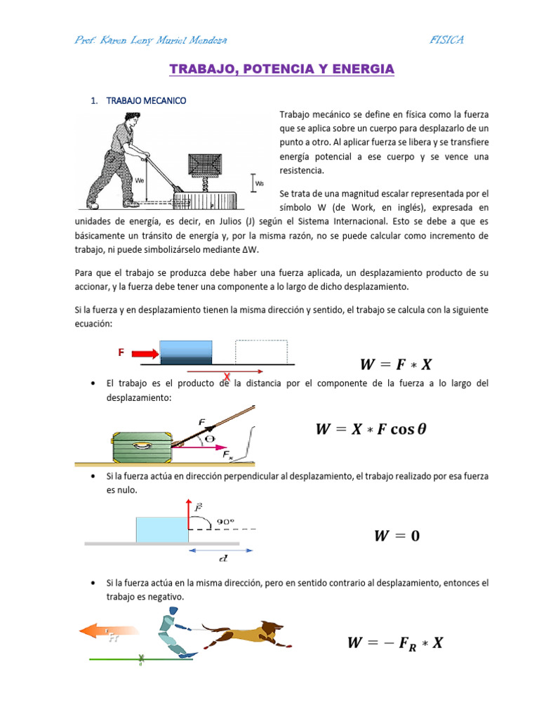 TRABAJO, POTENCIA Y ENERGIA | PDF | Vatio | Fuerza
