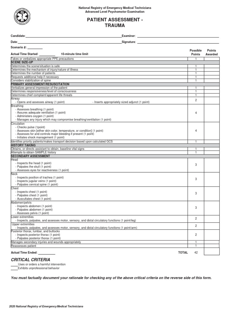 Patient Assessment Trauma v2020 - 3 | PDF | Major Trauma | Thorax