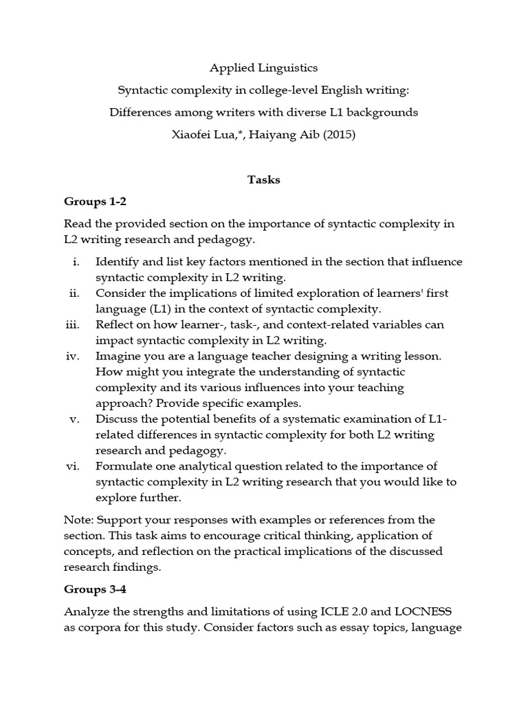Tasks Nov.16-2023 | PDF | Second Language | Complexity