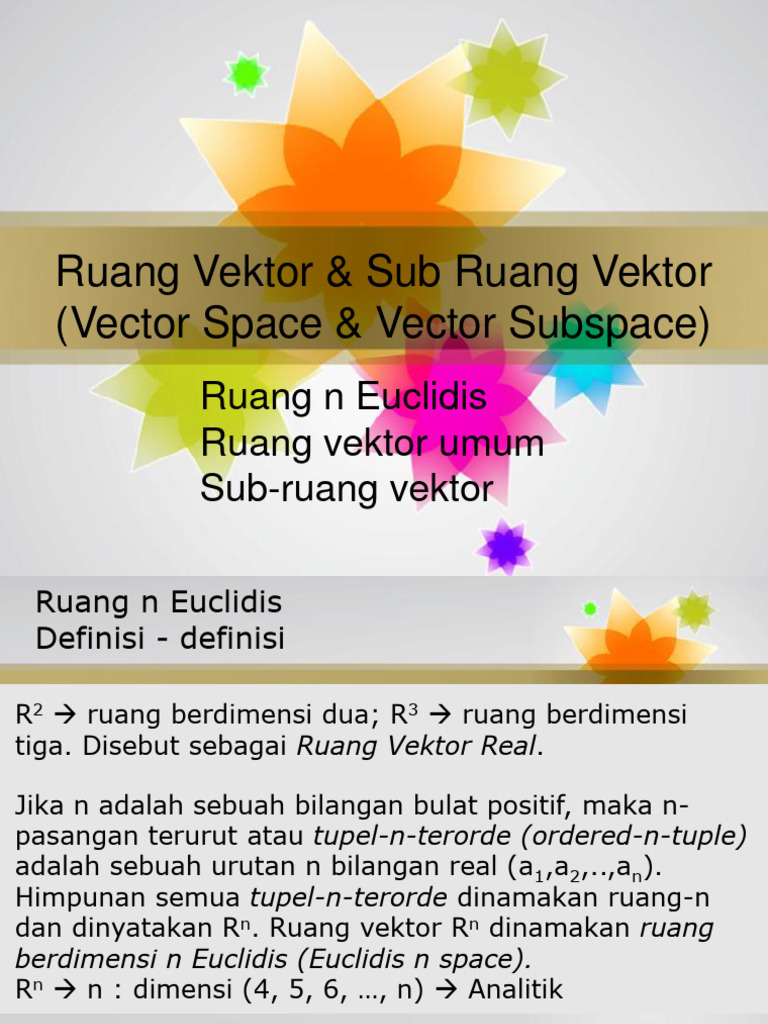 Pertemuan 9 Ruang Vektor Dan Sub Ruang Vektor | PDF | Metode & Bahan Ajar