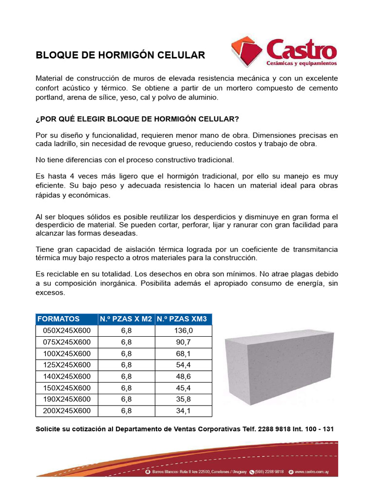 Bloque Celular Celucom Archivo Completo | PDF | Mortero (Albañilería ...