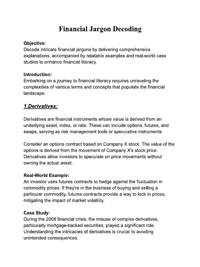 Financial Jargon Decoding - Anurag | PDF Financial Jargon Decoding - Anurag | PDF