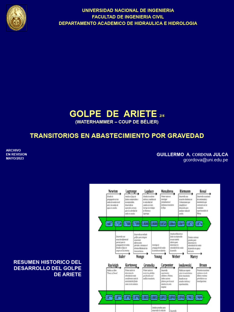 Clase 6 - Golpe de Ariete | PDF | Cantidades fisicas | Mecánica de fluidos