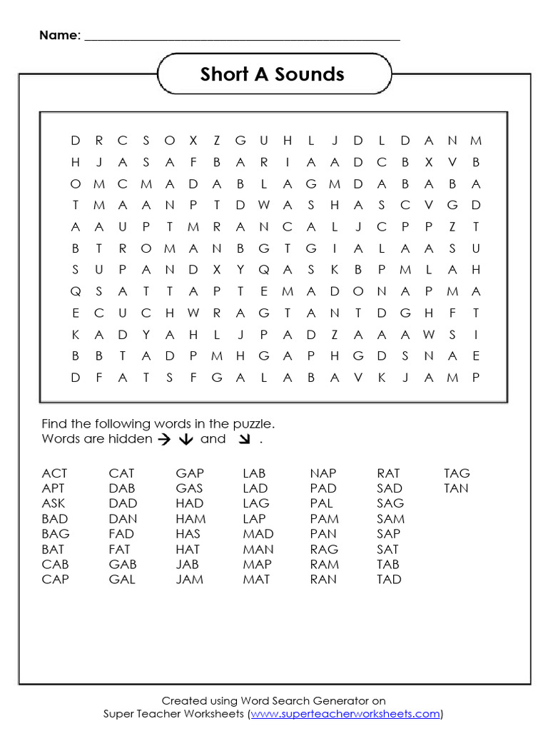 Super Teacher Worksheets Short A Sounds | PDF | Puzzles | Games Of ...