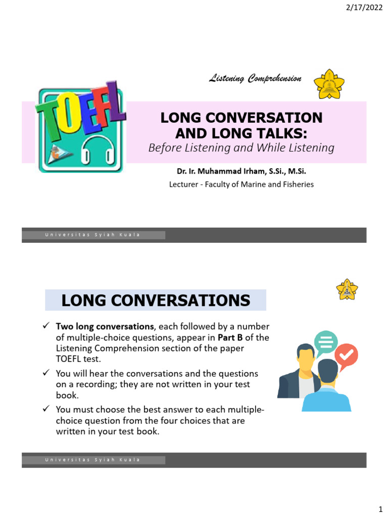 Long Talks - Before Listening and While Listening | PDF