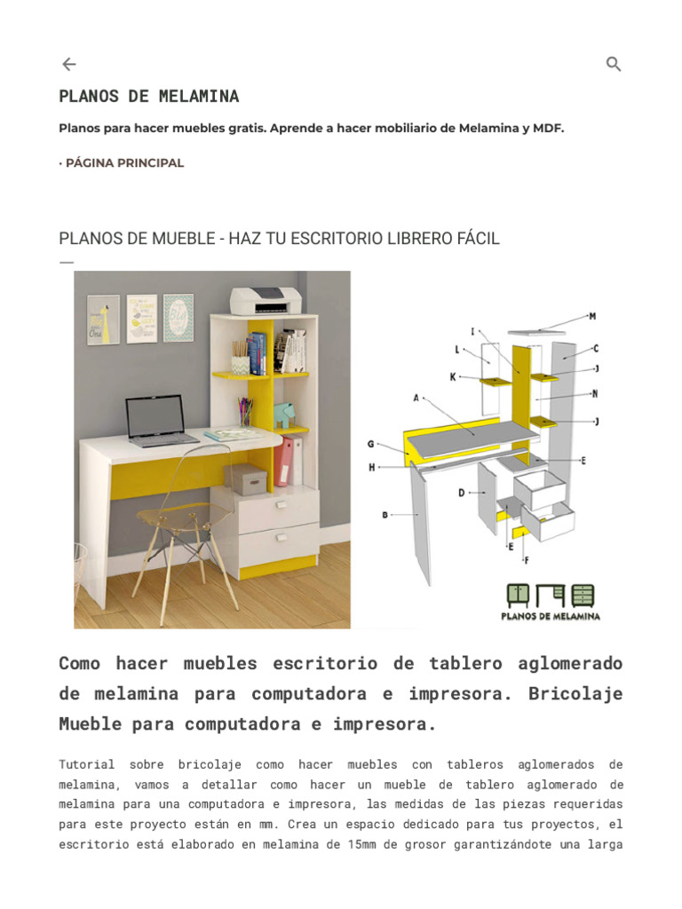Escritorio Librero Melamina DIY | PDF | Derechos de autor | Mueble