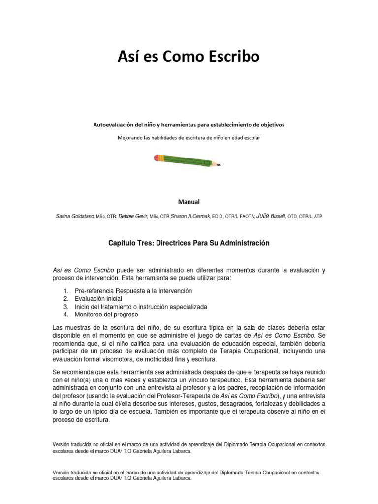 Así Es Como Escribo - Manual y Protocolos | PDF | Evaluación | Terapia ...