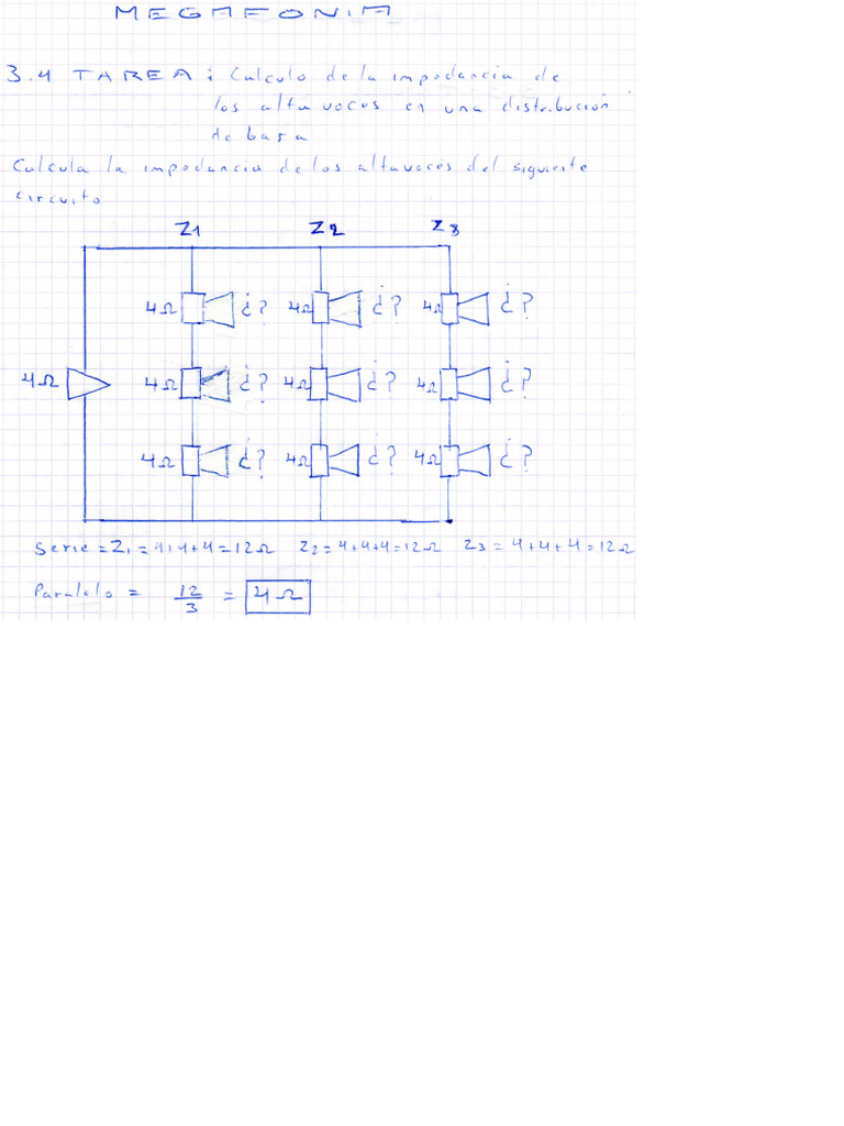 UT03 - Trea - 3.4 - Cálculo de La Impedancia de Los Altavoces en Una Distribución en Baja. | PDF