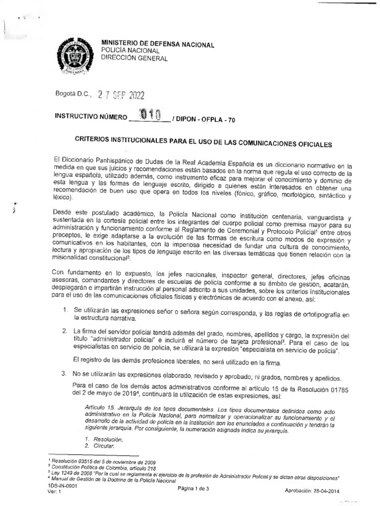 Instructivo 010 Dipon-Ofpla Del 27092022 | PDF