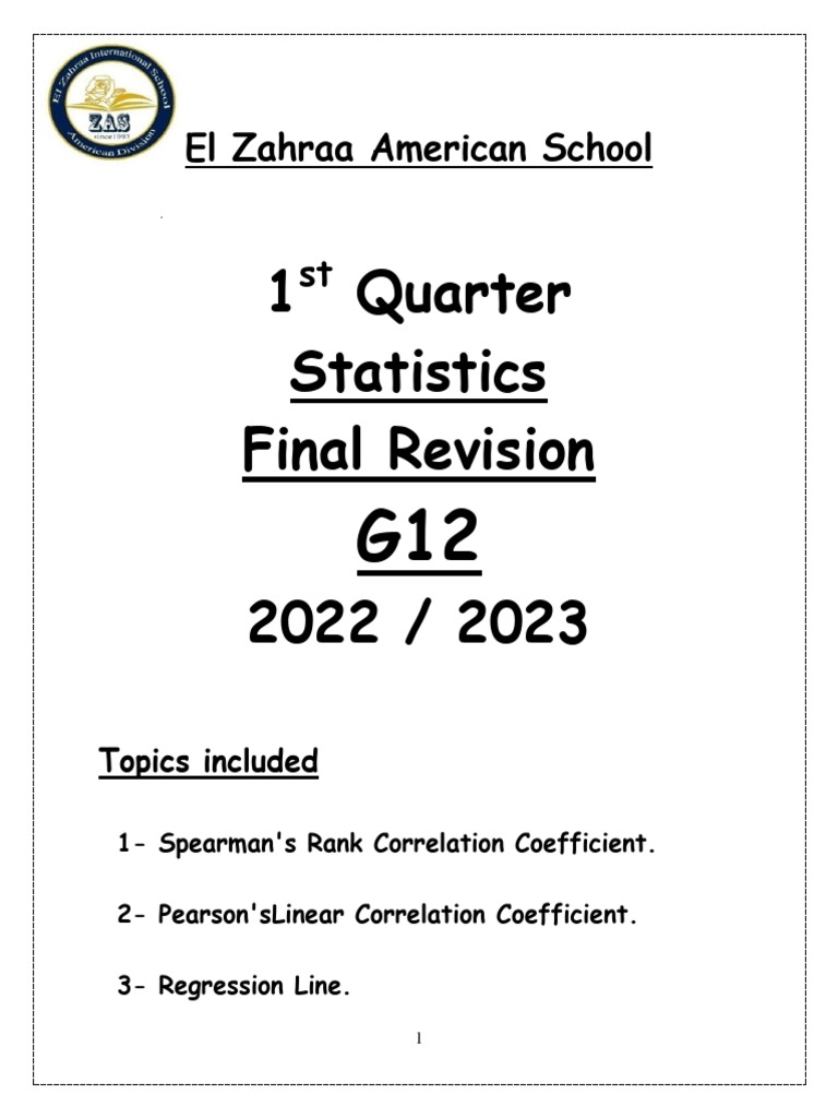 G12 Statistics: Correlation & Regression Guide | PDF | Statistical ...