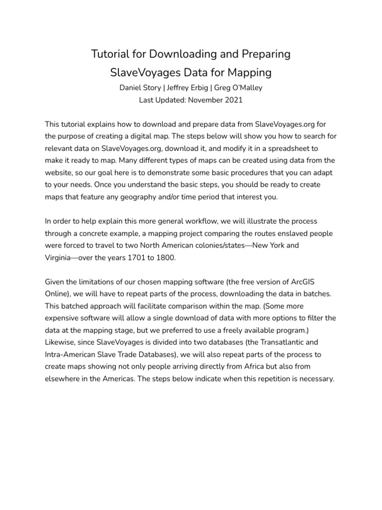 Tutorial For Downloading and Preparing Slavevoyages Data For Mapping | PDF | Comma Separated ...
