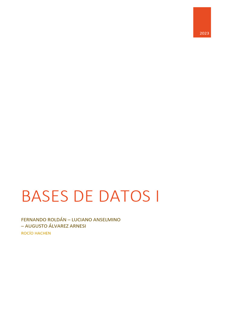 BASES DE DATOS I Apunte | PDF | Bases de datos | Base de datos relacional