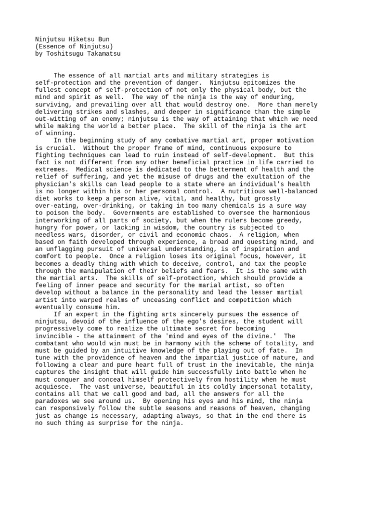 Essence of Ninjutsu: Self-Protection Guide | PDF | Lifestyle