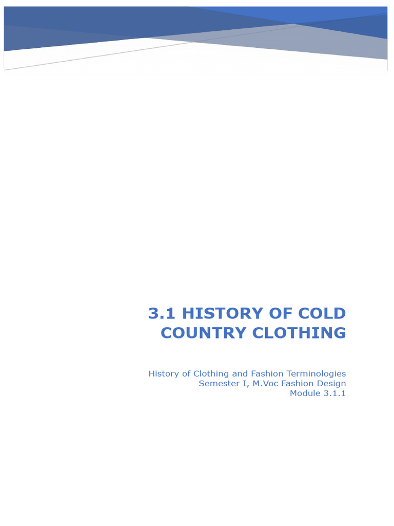 Evolution of Cold Country Clothing | PDF | Clothing | Dress