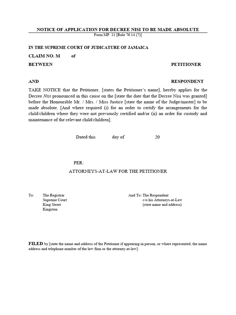 Application for Decree Nisi Absolute | PDF
