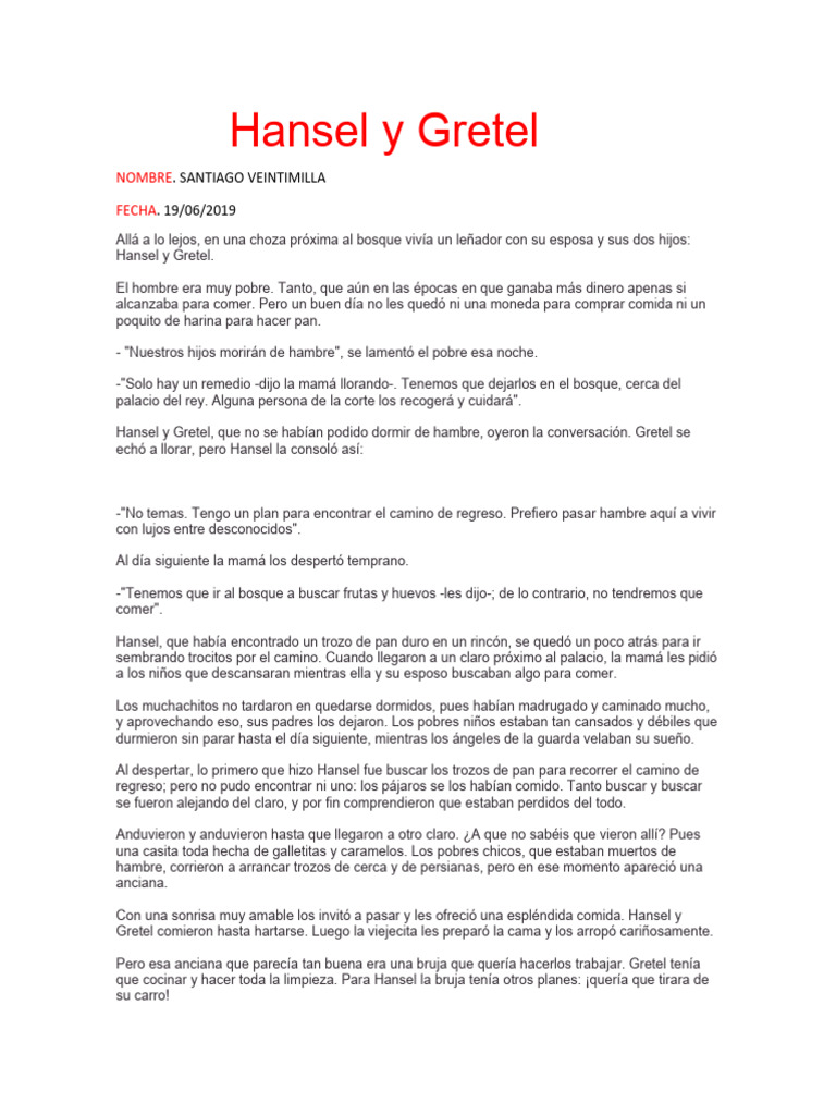 Hansel y Gretel | PDF | Hansel y Gretel