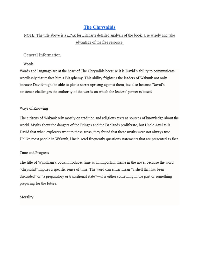 The Chrysalids Summary | PDF | David