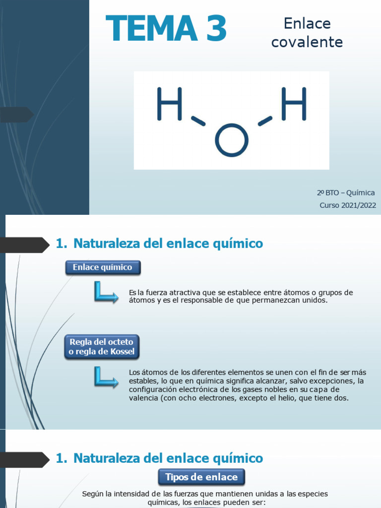 Tema 3 - Enlace Covalente | PDF | Enlace químico | Enlace covalente