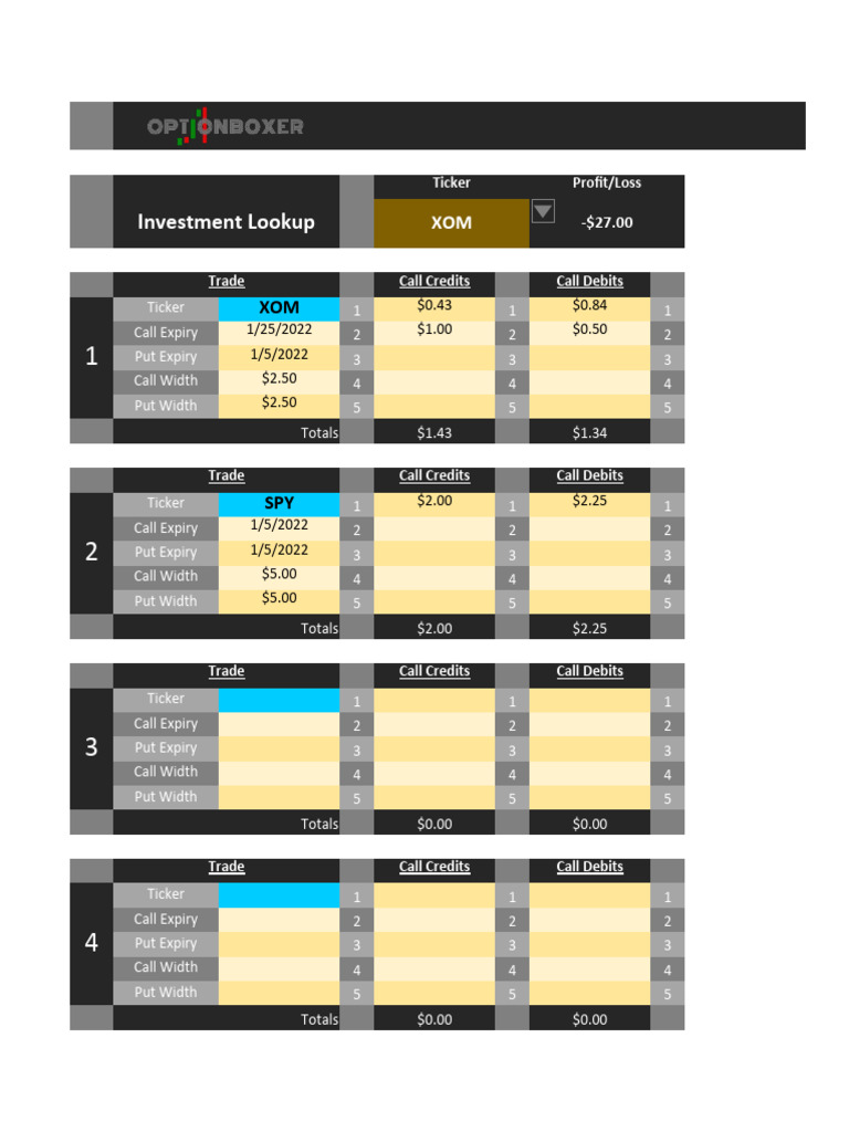 Iron Condor Spreadsheet Tracker | PDF | Corporate Jargon | Business Economics