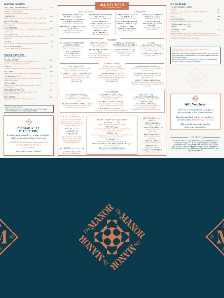 The Manor All Day Menu Sept23 LR | PDF | Pickling | French Fries