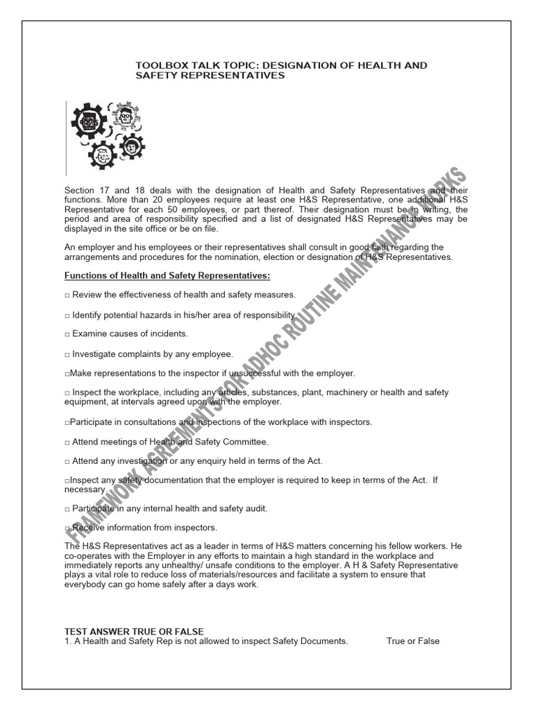 Health & Safety Rep Guidelines | PDF | Law