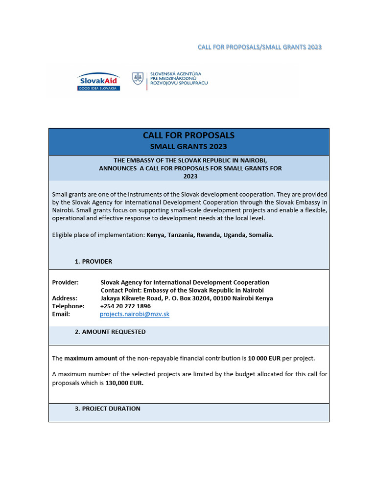 Call For Proposals: Small Grants 2023 | PDF | Development Aid | United ...