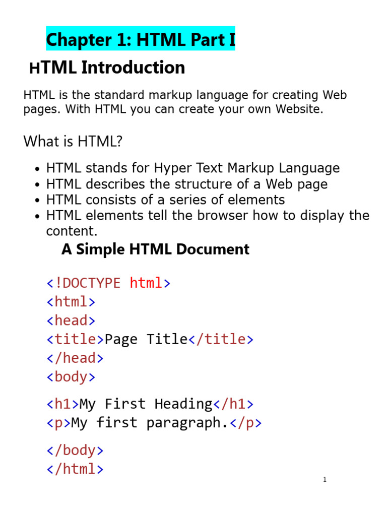 HTML-Chapter 1 - 4 | Download Free PDF | Hyperlink | Html Element