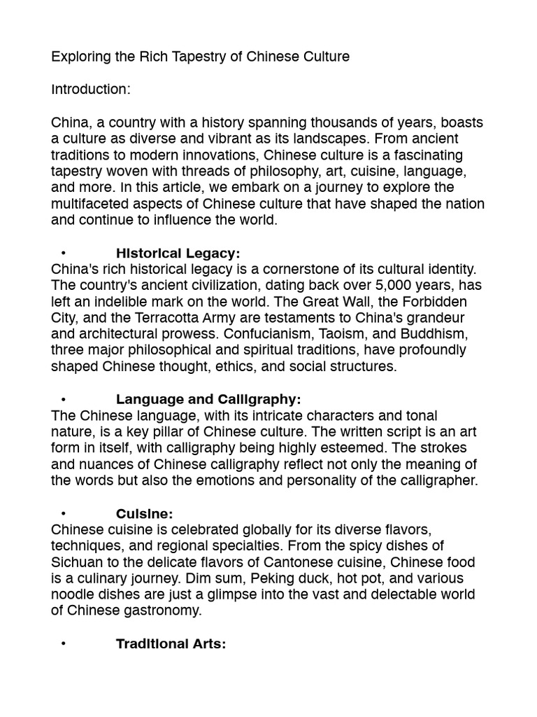 The Rich Tapesty of Chinese Culture | PDF | Chinese Culture | China