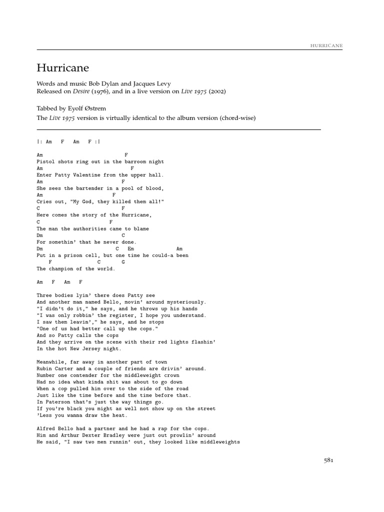Bob Dylan - Hurricane | PDF